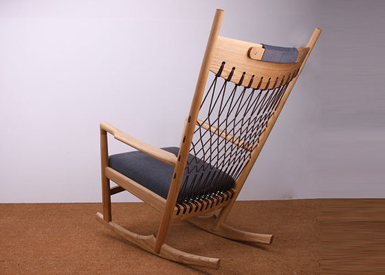 Unique Retro Style Rocking Wooden Lounge Chair With Solid Wood Fabric Cushion