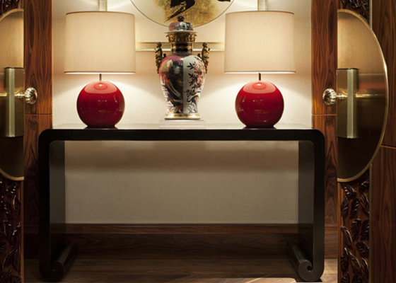 Contemporary Black Solid Wood Oak Console Table With Drawers Asian Style