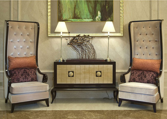 Luxurious Antique Wooden Modern Walnut Console Table With Gold - Leaf