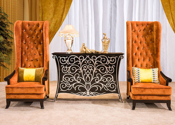 Luxurious Antique Wooden Modern Walnut Console Table With Gold - Leaf