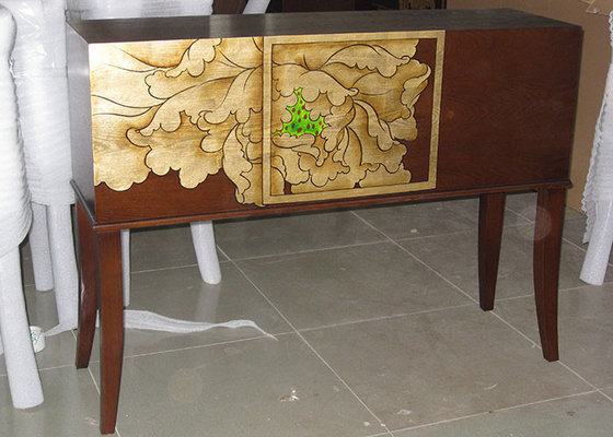 Custom Unique Wooden Consoles , Mahogany Finished Half - Circular Table