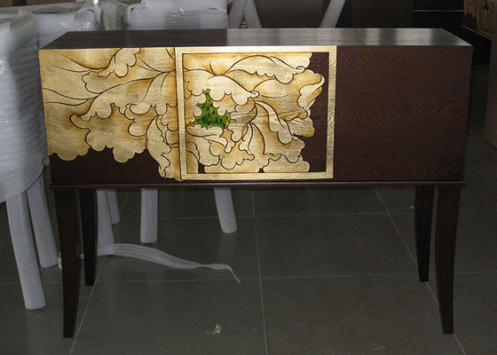 Custom Unique Wooden Consoles , Mahogany Finished Half - Circular Table