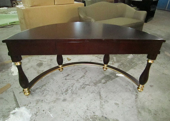 Custom Unique Wooden Consoles , Mahogany Finished Half - Circular Table
