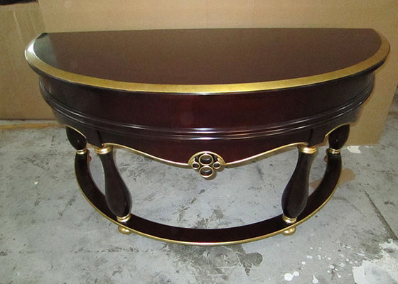 Custom Unique Wooden Consoles , Mahogany Finished Half - Circular Table