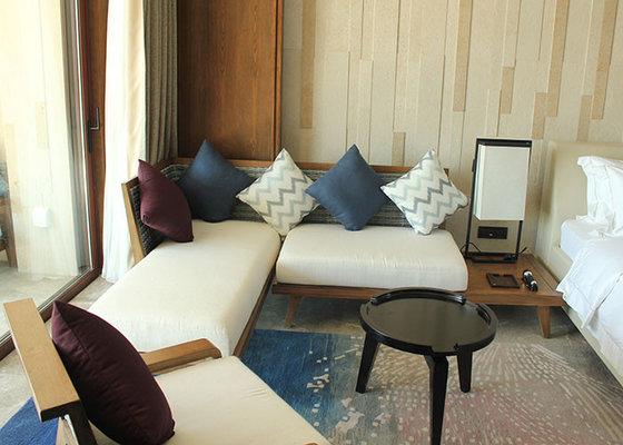 Asian Style Luxury Hotel Furniture , Tan Elm Finish Commercial Hotel Furniture
