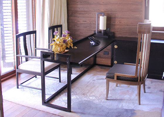 Asian Style Luxury Hotel Furniture , Tan Elm Finish Commercial Hotel Furniture