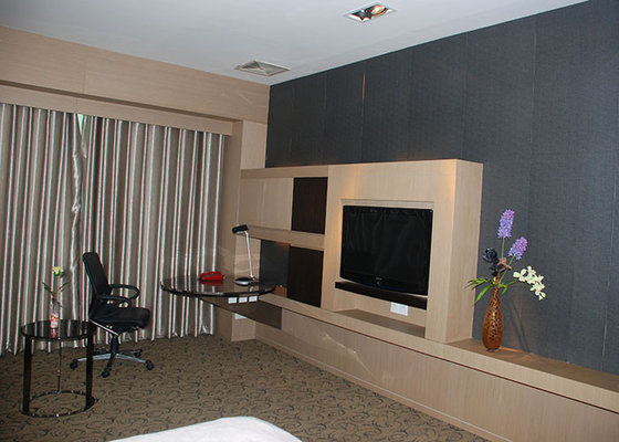 Wooden Commercial Hotel Furniture , Hotel Room Furniture With Floating Side Table