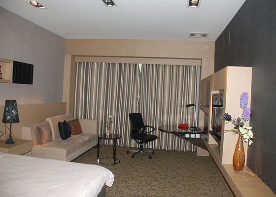 Wooden Commercial Hotel Furniture , Hotel Room Furniture With Floating Side Table