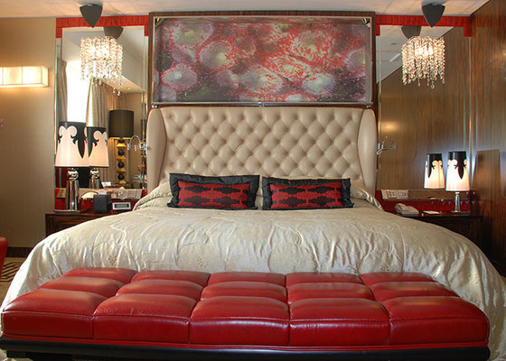 Comfortable Beige Leather Headboard Luxury Hotel Furniture Approved SGS