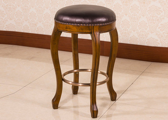Classic Espresso Counter Height Bar Stools , Wooden Swivel Bar Chairs With Back
