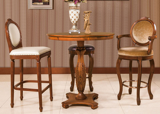 Classic Espresso Counter Height Bar Stools , Wooden Swivel Bar Chairs With Back