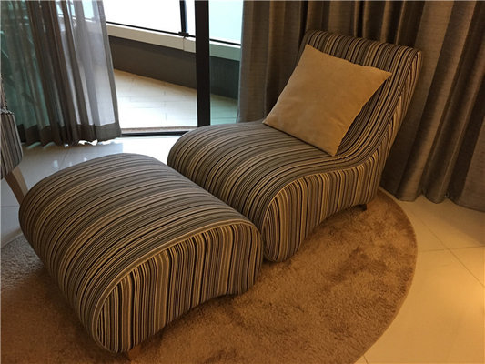 relax fabric wooden lounge chair / upholstered deck chair wiht stool