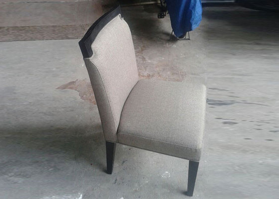 Grey Hardwood Modern Dining Room Chairs with Brown Fabric Upholstered Design