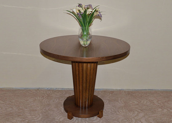 Solid Wood ø90 Round Modern Dining Room Tables with Walnut Veneer Finished