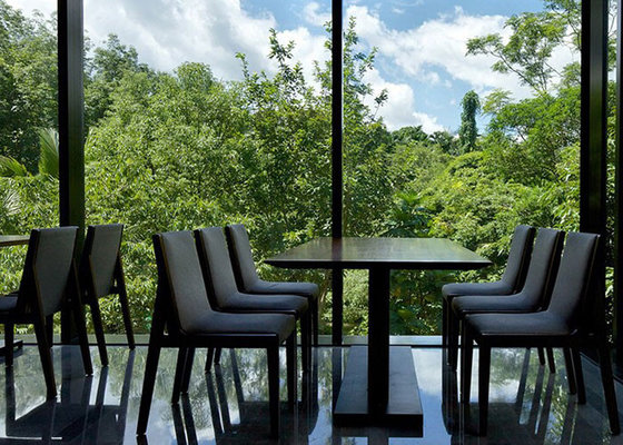 Timber Frame Modern Dining Room Chairs Fabric And Leather Armrest Accent Chair
