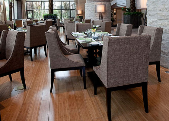 Armchair / Soft Charcoal Fabric Upholstered Restaurant Furniture Comfortable