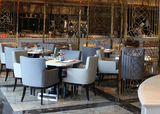 Armchair / Soft Charcoal Fabric Upholstered Restaurant Furniture Comfortable