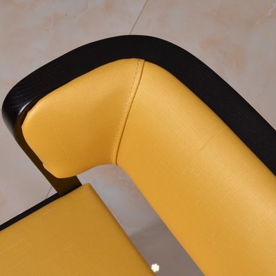 Yellow PU Leather Wooden Frame Restaurant Comfortable Dining Room Chairs