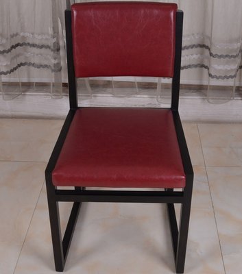 Classic Wooden Chair Upholstered Leather Seat for Dining Restaurant Furniture