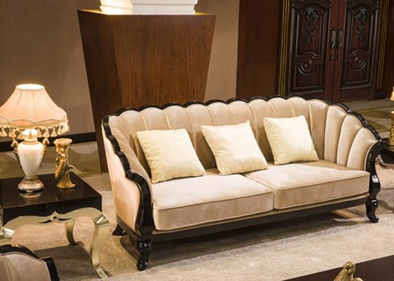 Classic Commercial Hotel Furniture Luxury Beige Fabric Sectional Sofa Set