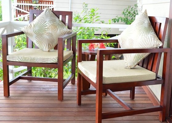 Customized Garden / Balcony Wooden Lounge Chair Solid Wood Outdoor Furniture