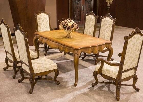 Euro Restaurant Furniture Wooden Luxury Dining Room Upholstered Chair and table
