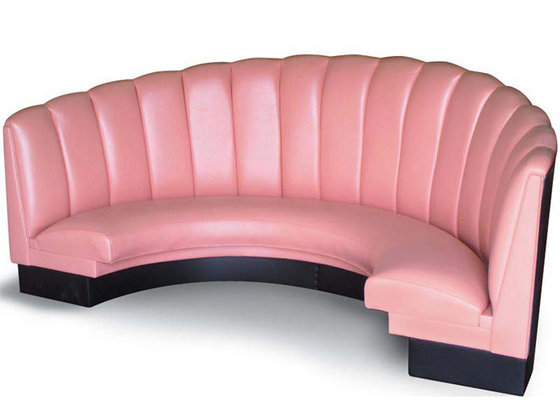 Half Moon Shell Restaurant Pink Leather Sofa Environment-friendly