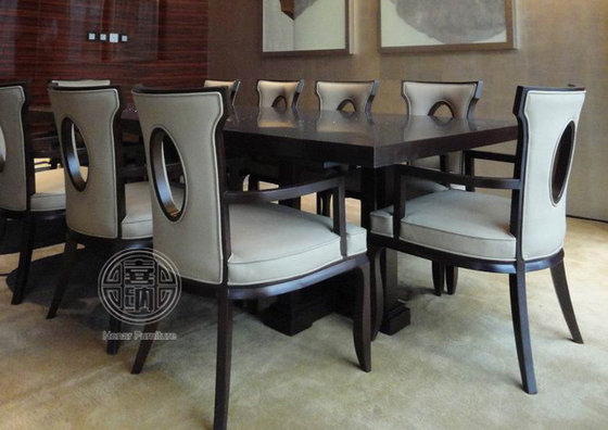 Fabric Upholstered Modern White Leather Dining Room Chairs With Hole - Back