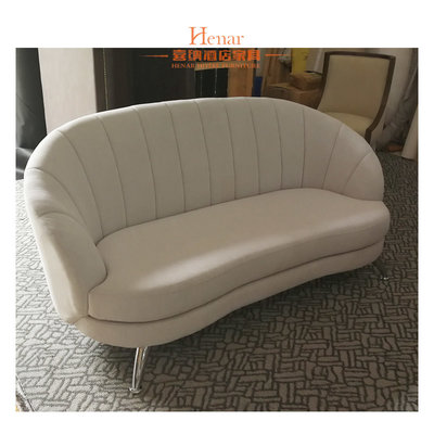 Three Seats Fabric Home and Hotel Lobby Sofa with Stainless Steel Leg