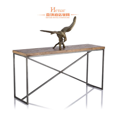Unique Wooden Top Metal Base Hallway Console Table for Hotel Furniture