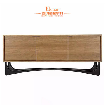 Modern Metal and Wood Walnut Console Table for Bedroom Veneer Finish
