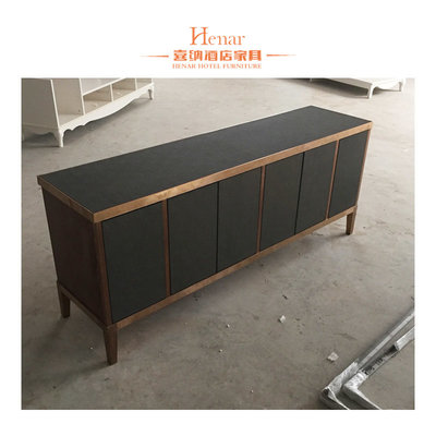 Black Modern Console Table With Storage Drawers And Shelf , Cabinet