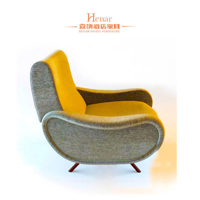 Fabric Hotel Indoor Wooden Lounge Chair Leisure Single Seater Customized