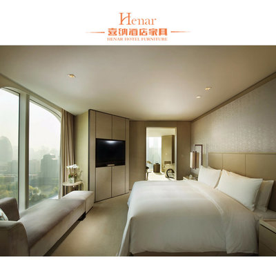 Wood And plywood Simple Hotel Bedroom Furniture Double Bed Size