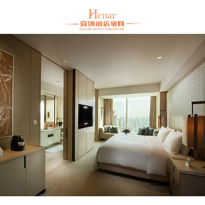 Wood And plywood Simple Hotel Bedroom Furniture Double Bed Size
