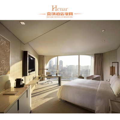 Wood And plywood Simple Hotel Bedroom Furniture Double Bed Size