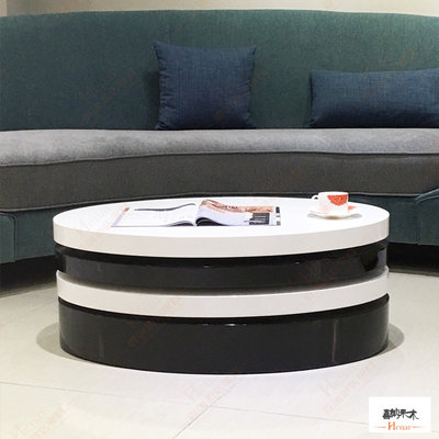 Contemporary High Gloss Small Oval Rotatable Coffee Table / Living Room Furniture