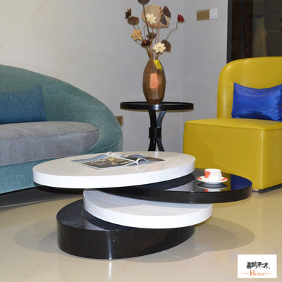 Contemporary High Gloss Small Oval Rotatable Coffee Table / Living Room Furniture