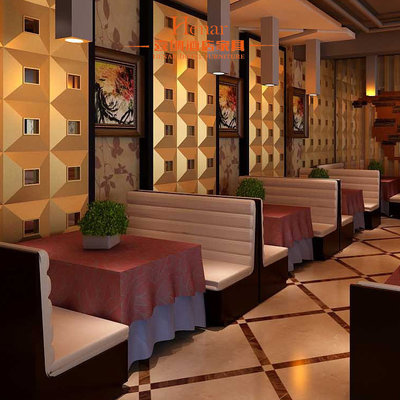 Comfortable Hotel Restaurant Furniture Horizontal Channel Back Double Booth