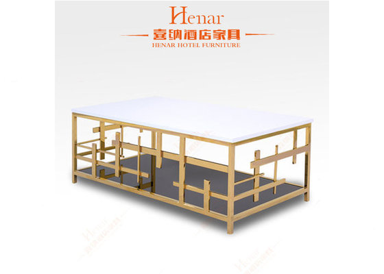 Rectangle Gold Luxury Living Room Furniture Stainless Steel Glass Coffee Table Fashionable