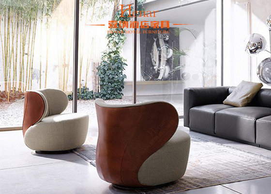 Fashion Leather and Fabric Hotel Reception Sofa , Artificial Leather Living Room Chairs