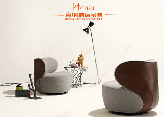 Fashion Leather and Fabric Hotel Reception Sofa , Artificial Leather Living Room Chairs