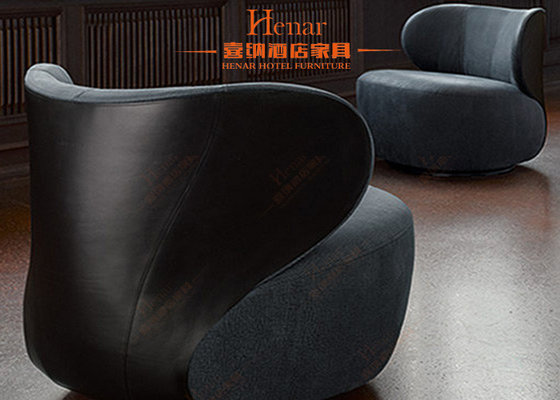 Fashion Leather and Fabric Hotel Reception Sofa , Artificial Leather Living Room Chairs