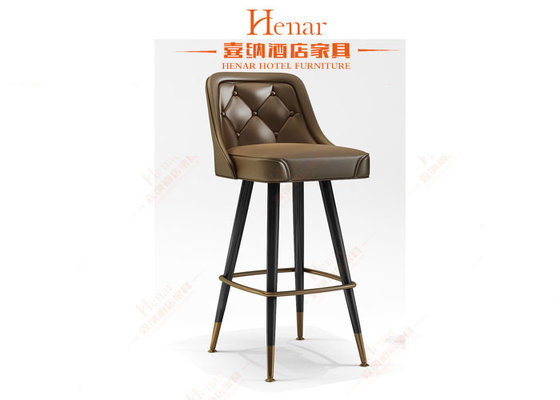 Button Tufted Leather Modern Bar Chairs With Leather Upholstery Seat / Pub Furniture