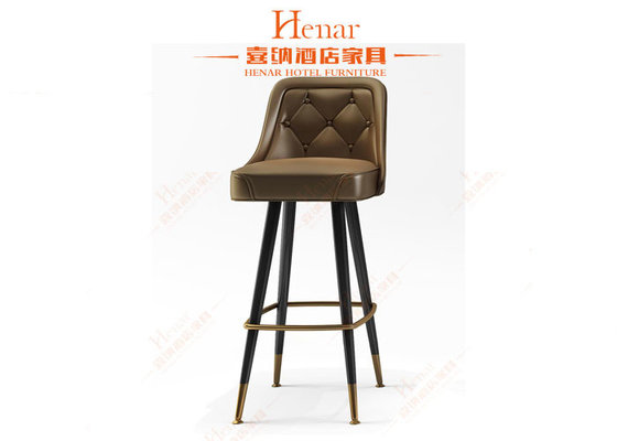Button Tufted Leather Modern Bar Chairs With Leather Upholstery Seat / Pub Furniture