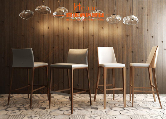 Contemporary Back Padded Seat Pub Bistro Dining Chairs / Wooden Bar Stools