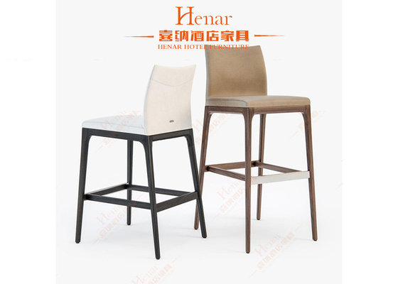 Contemporary Back Padded Seat Pub Bistro Dining Chairs / Wooden Bar Stools