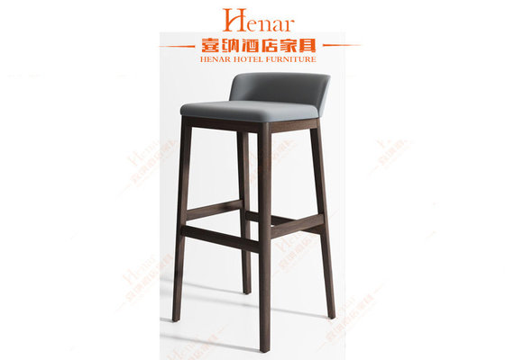 Restaurant Hotel Counter Bar Stool Chair With Backrest PU Gray