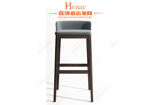 Restaurant Hotel Counter Bar Stool Chair With Backrest PU Gray