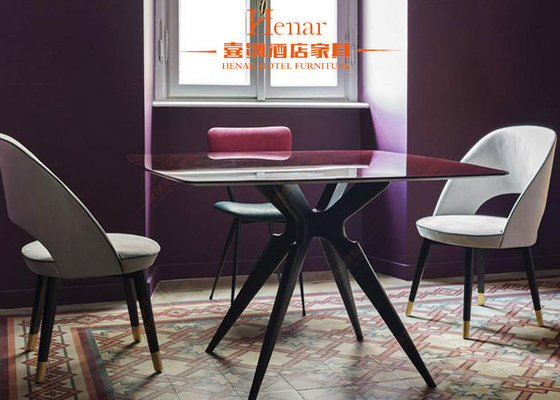 Leisure Padded Fabric Dining Chairs with Black Solid Wooden Legs